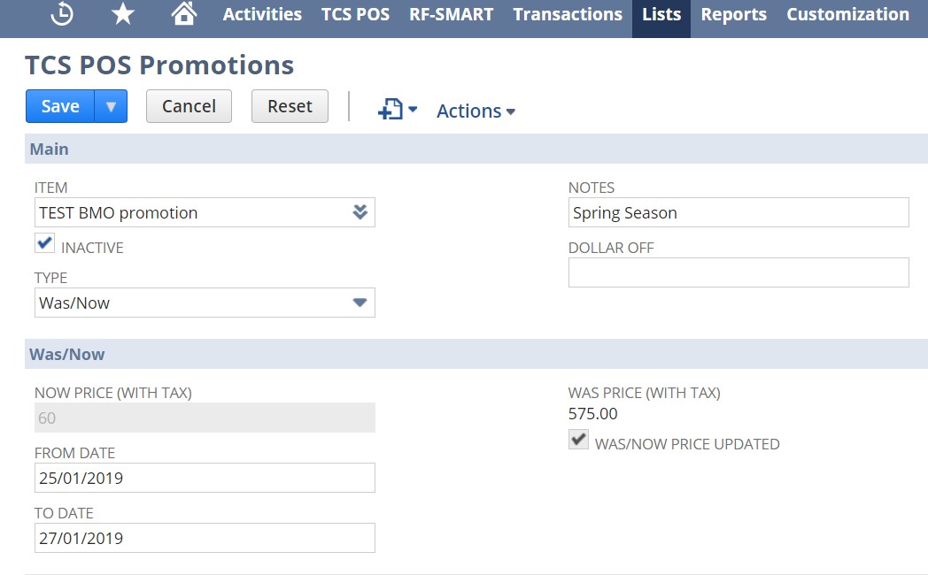 NetSuite Retail – WAS / NOW Promotions | BM Online